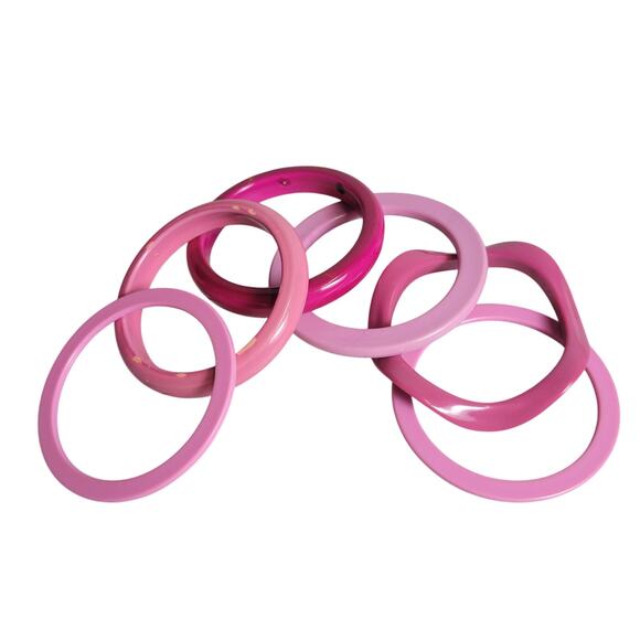 Unbranded | Jewelry | Vintage Bracelets Bangles Stack Of 6 Pink Chunky ...